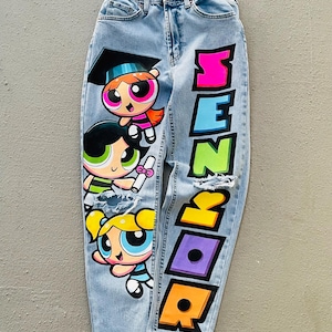 Custom Senior Jeans Class of 2025 Painted Denim - Graduation Outfit ...