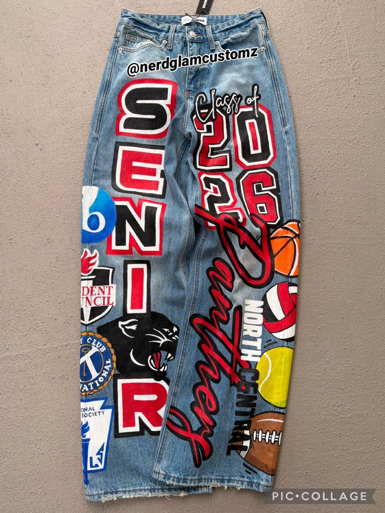 Custom Painted Senior Jeans 2025 | Graduation Jeans for Girls ...