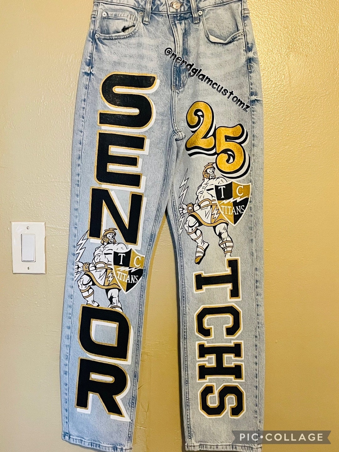 Custom Senior Jeans Class of 2025, University Jeans, College Jeans ...