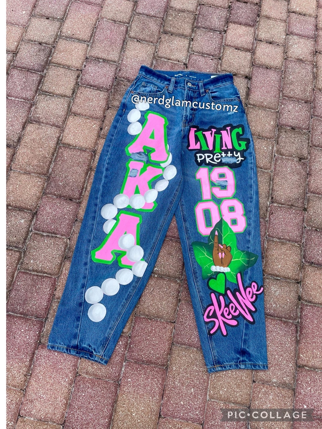 Custom College Greek Apparel, Unique Hand Painted Fashion Greek Jeans ...