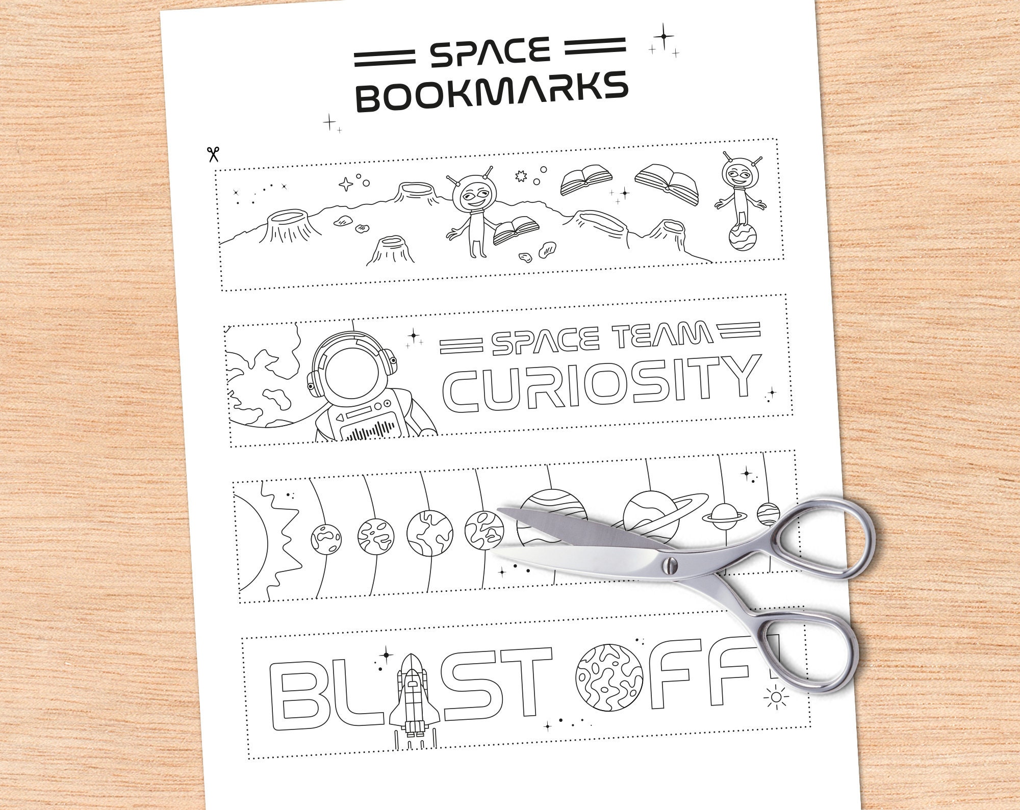 Color Your Own Bookmarks, Printable DIY Bookmarks, Space Themed Reading ...