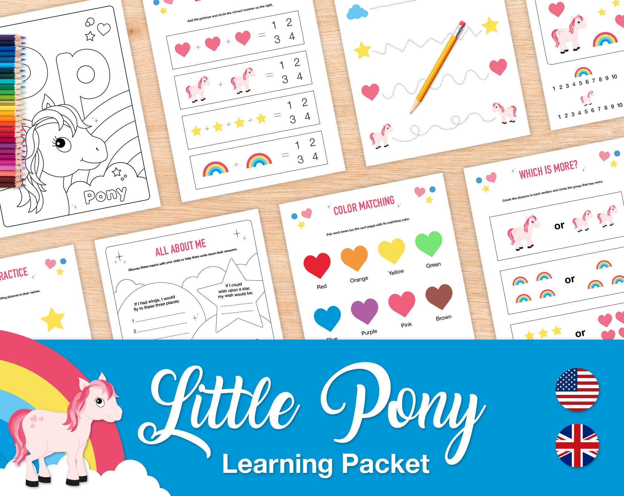 Little Pony Busy Book Activities for Toddler Girl, Printable Packet for ...