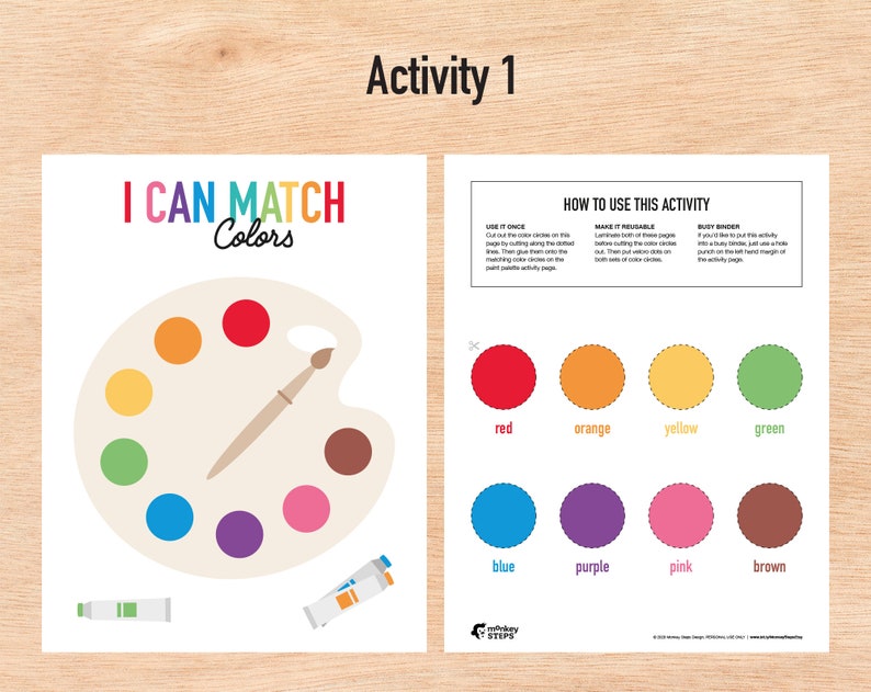 2 Printable Matching Activities Colors & Shapes, Toddler Busy Binder ...