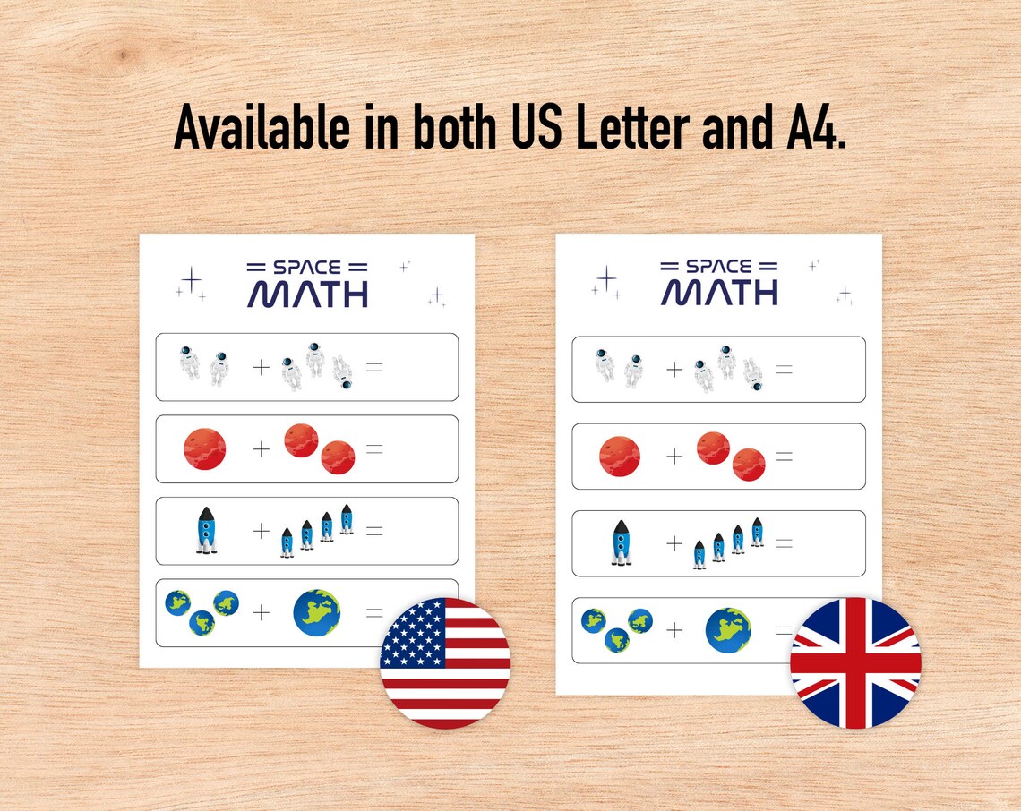 8 Space Themed Math Worksheets Basic Addition & Subtraction | Etsy