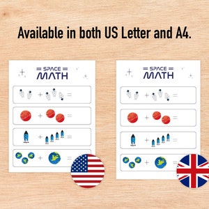 8 Space Themed Math Worksheets, Basic Addition & Subtraction ...