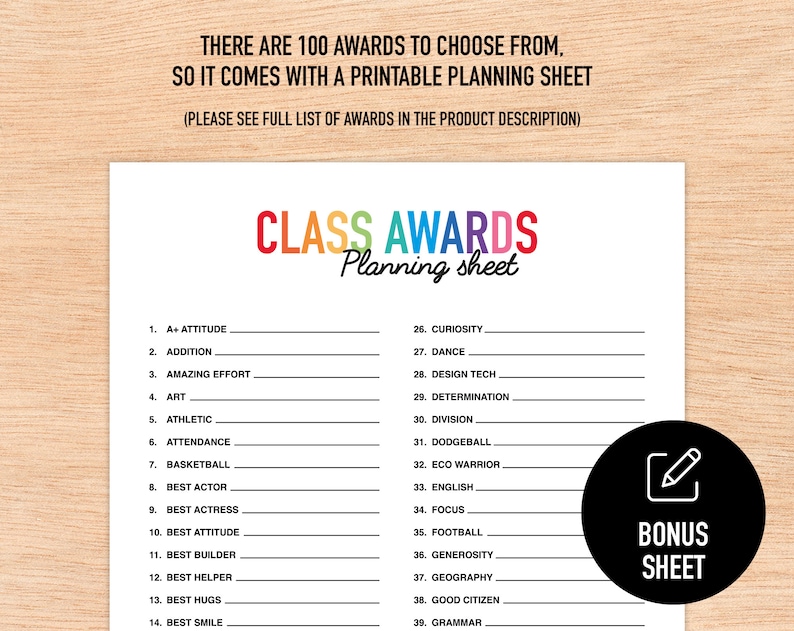 100 Editable Class Awards, Printable Certificates for Teachers, End of ...