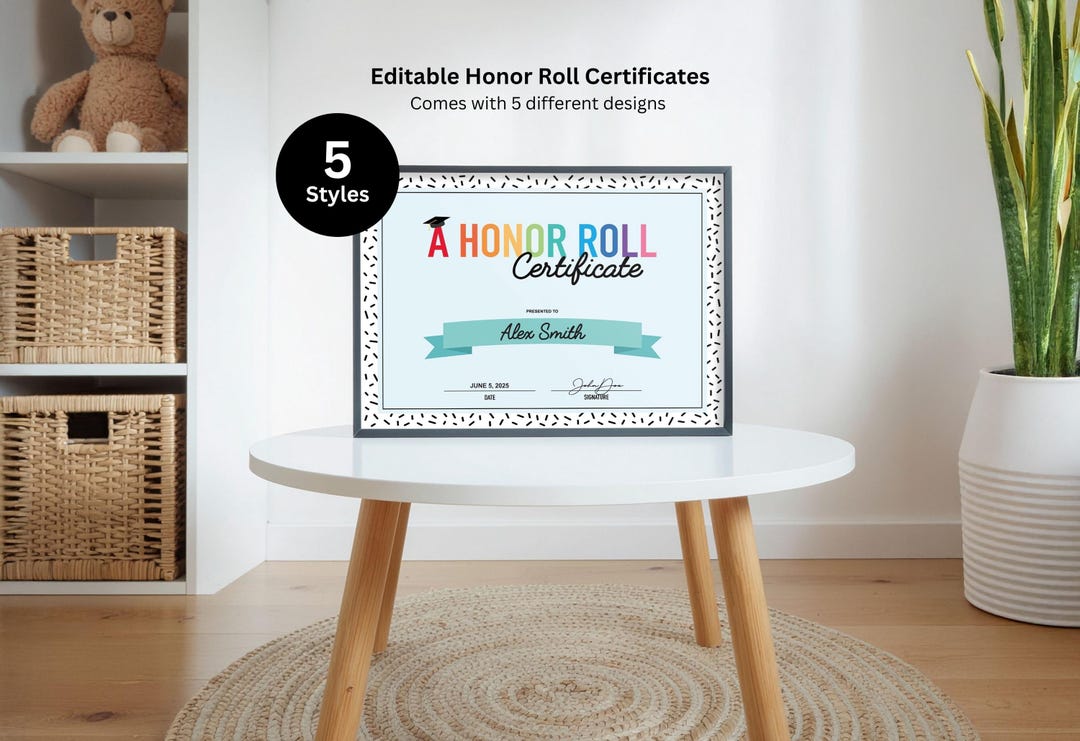 Editable Honor Roll Certificates: A & A/B, Printable Class Awards ...