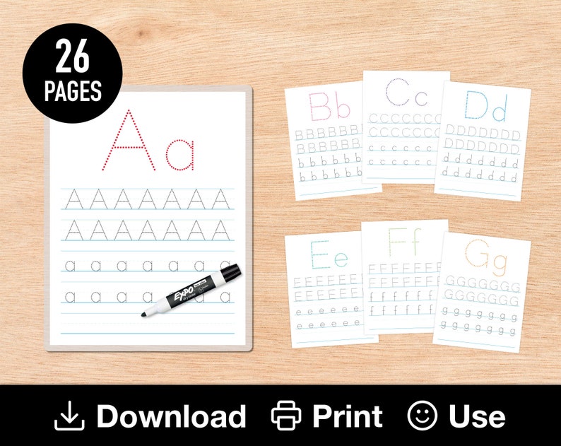 26 Rainbow A-Z Tracing Worksheets Printable Learning Binder - Etsy UK