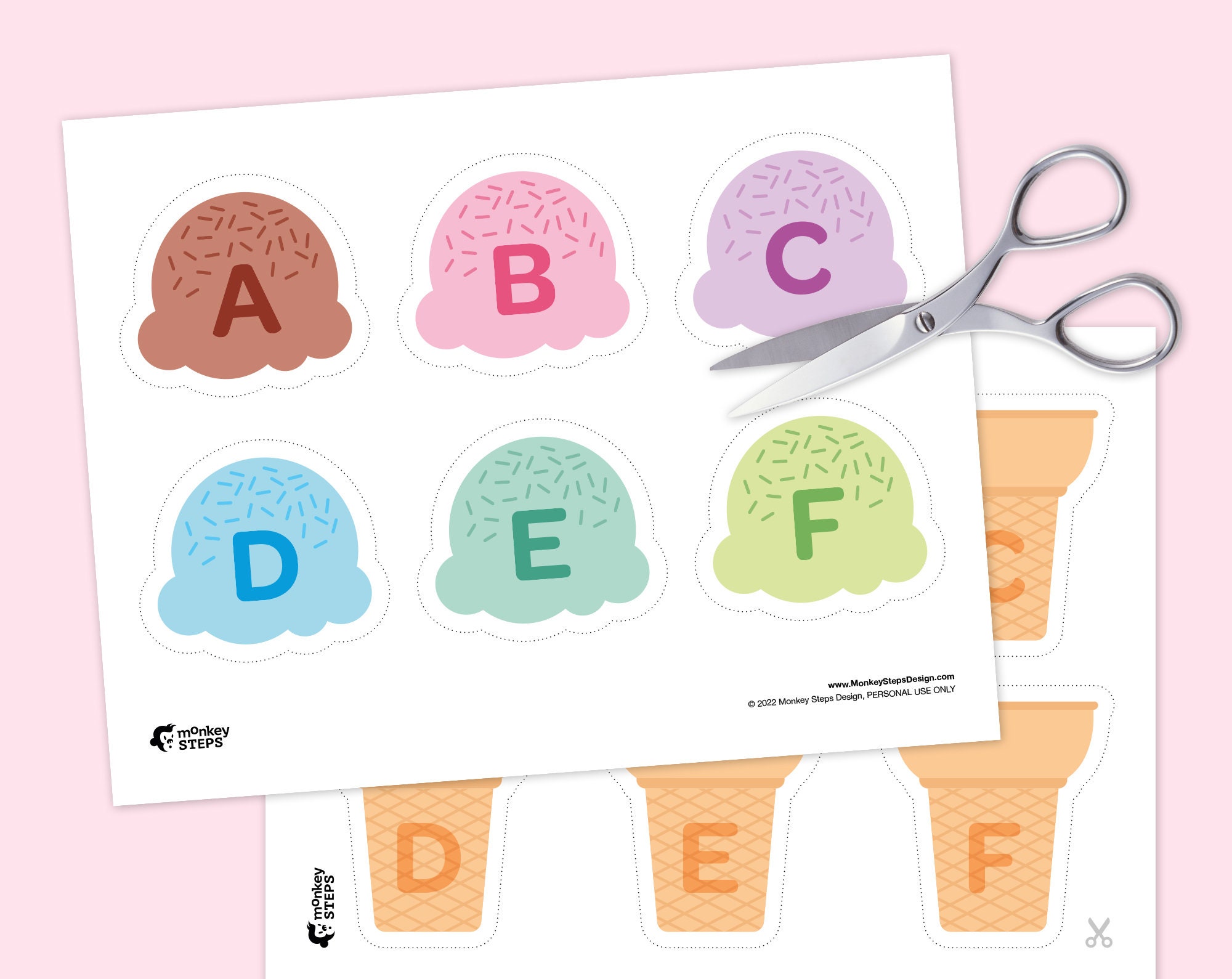 Learn 26 Letters from A-Z Ice Cream Alphabet INSTANT DOWNLOAD Printable ...