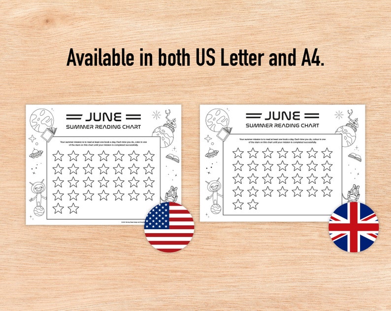 Printable Summer Reading Chart Space Themed Coloring - Etsy