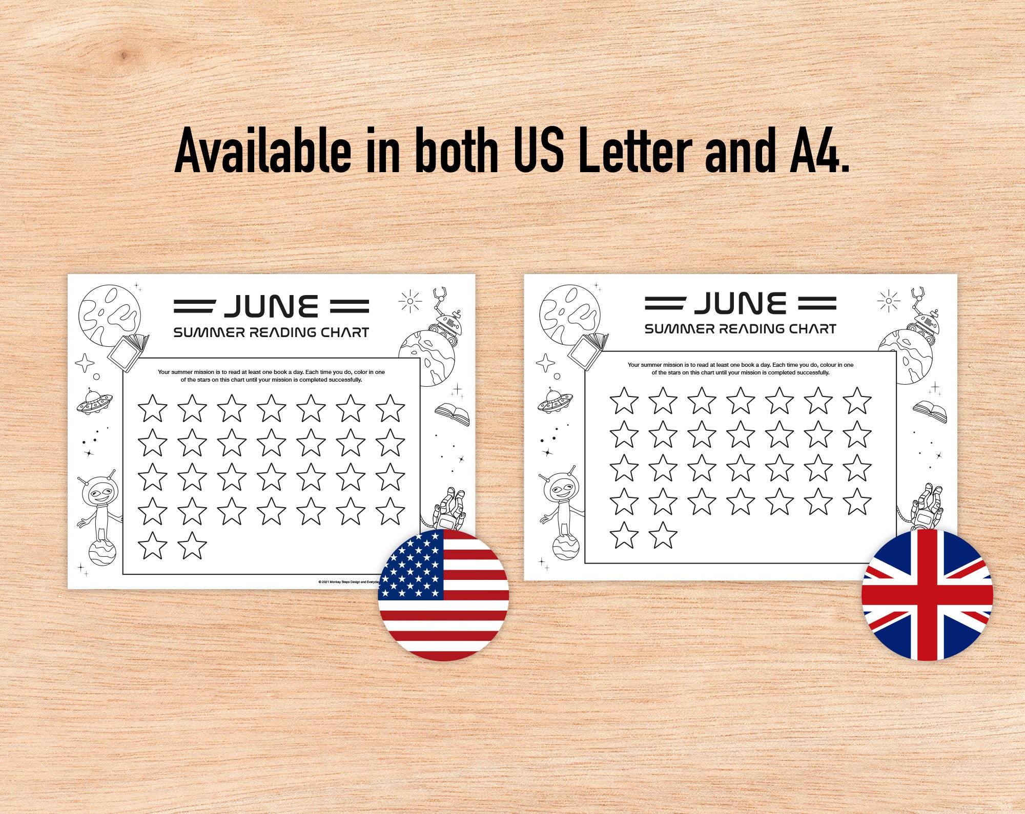 Printable Summer Reading Chart, Space Themed Coloring Calendar, Reading ...