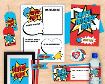 Fathers Day Party Bundle Printable Super Dad Banner - Etsy