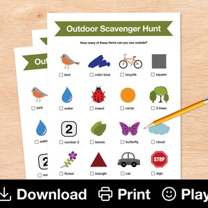 Outdoor Scavenger Hunt, Kids Nature Walk, Printable Activity, Fun ...