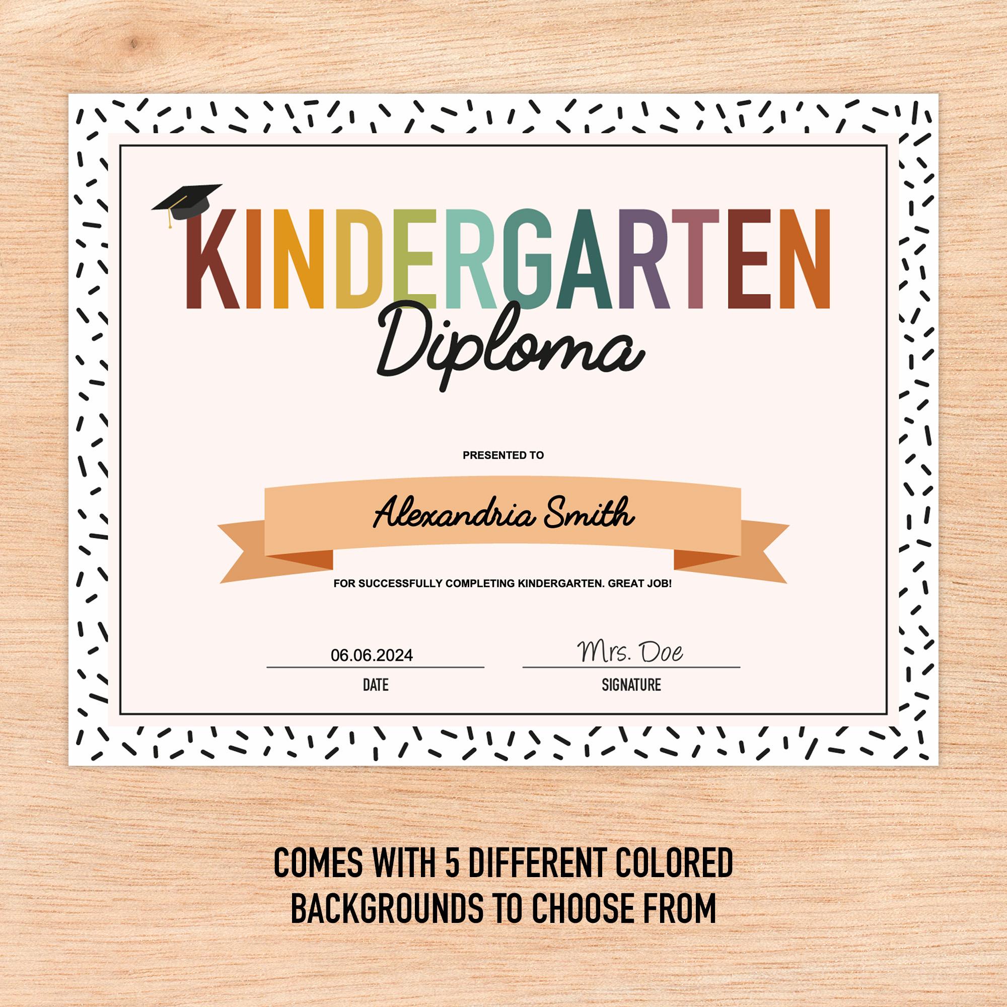 Editable Kindergarten Diploma (powerpoint), Printable Graduation ...