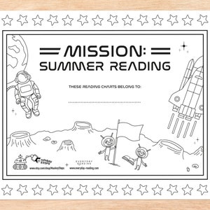 Printable Summer Reading Chart, Space Themed Coloring Calendar, Reading ...