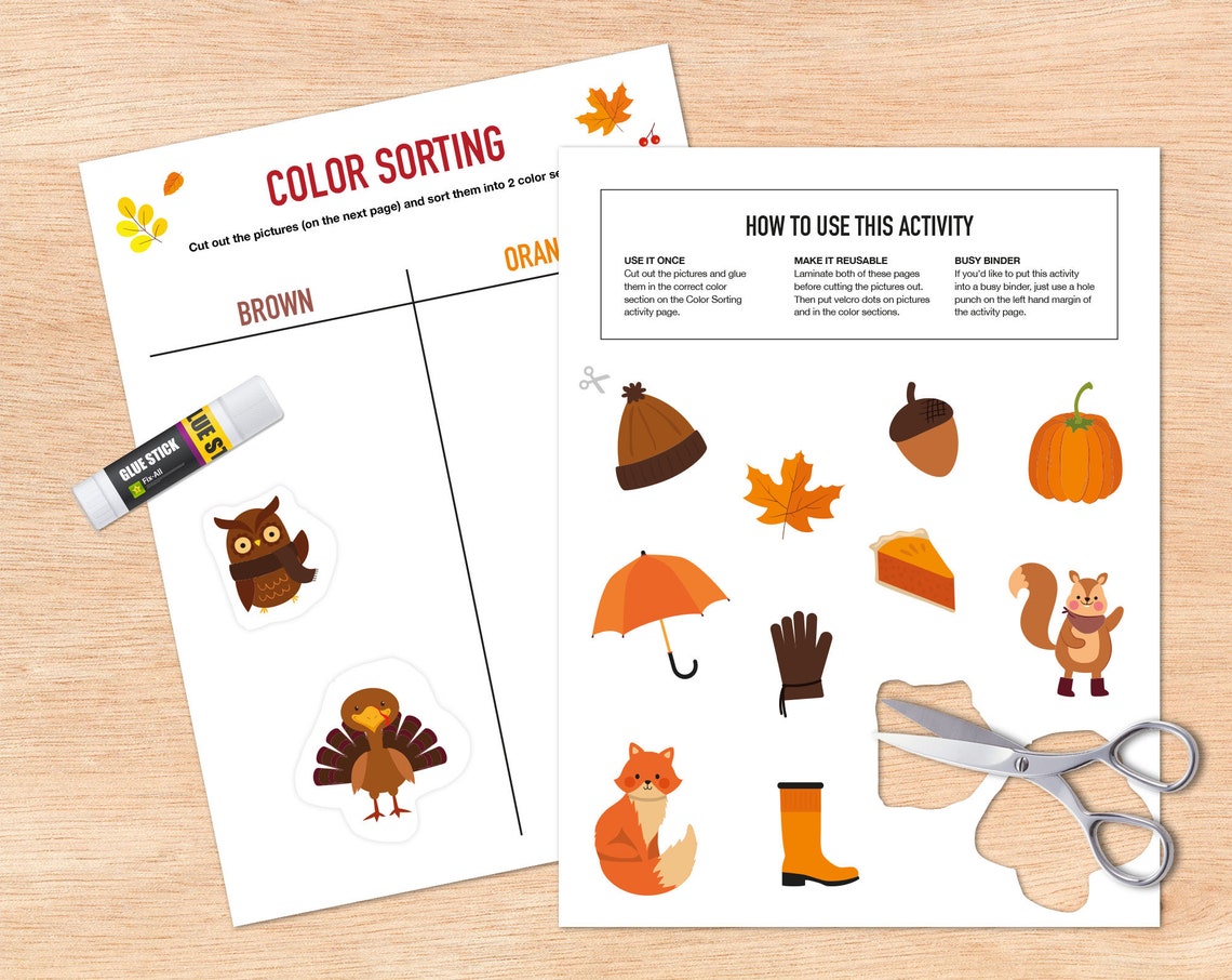 Fall Preschool Busy Binder Printables, Autumn Learning Packet, 20 Pages ...