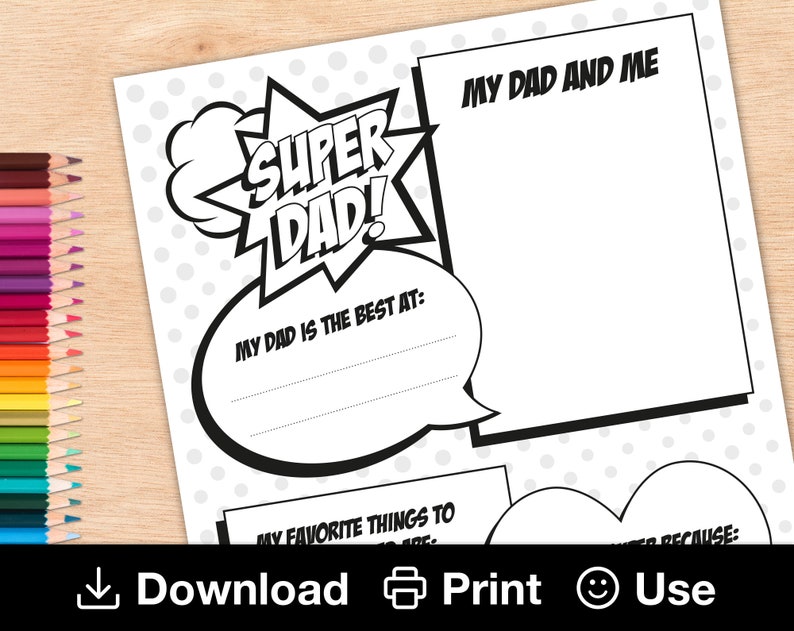All About Super Dad My Dad and Me Activity Page Happy - Etsy UK
