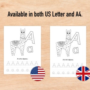 A-Z Animal Alphabet Tracing & Coloring Worksheets 26 - Etsy