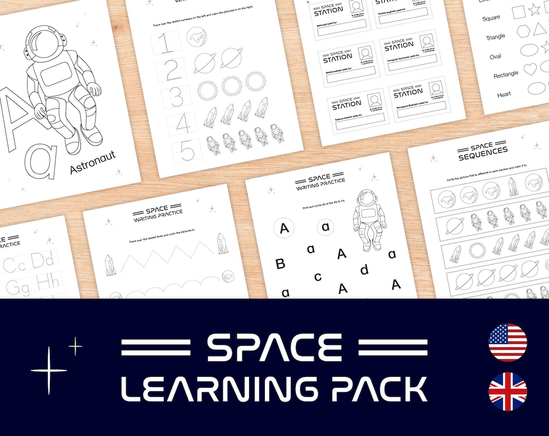 Space Preschool Worksheets and Activities, Early Learning Binder Packet ...