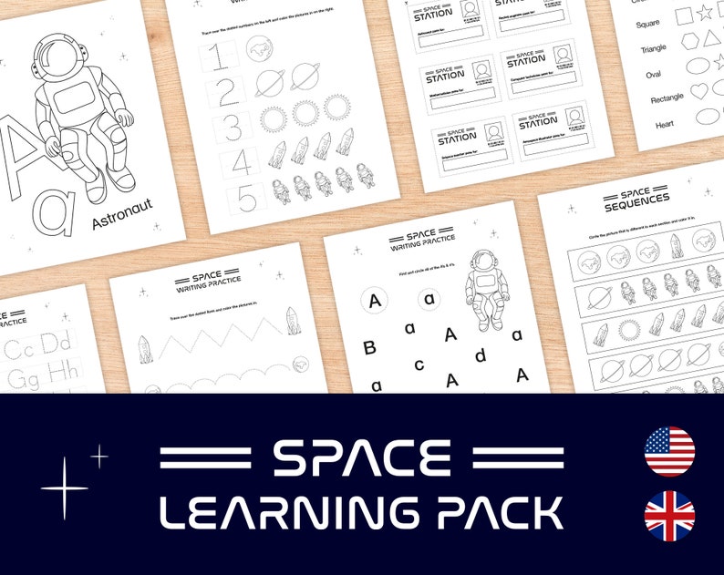 Space Preschool Worksheets and Activities, Early Learning Binder Packet ...