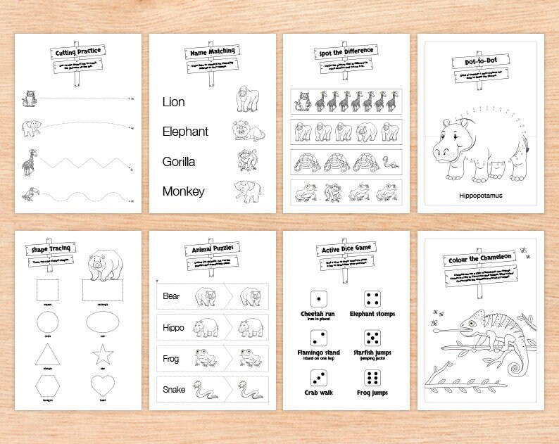 Zoo Animals Printable Preschool Learning Packet 25 Pages, Toddler ...