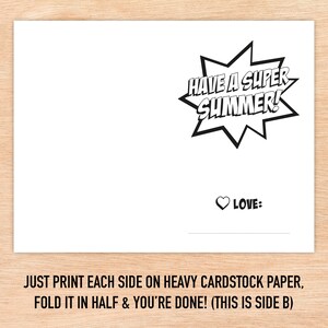 Thank You Super Teacher Coloring Card Printable DIY Superhero | Etsy