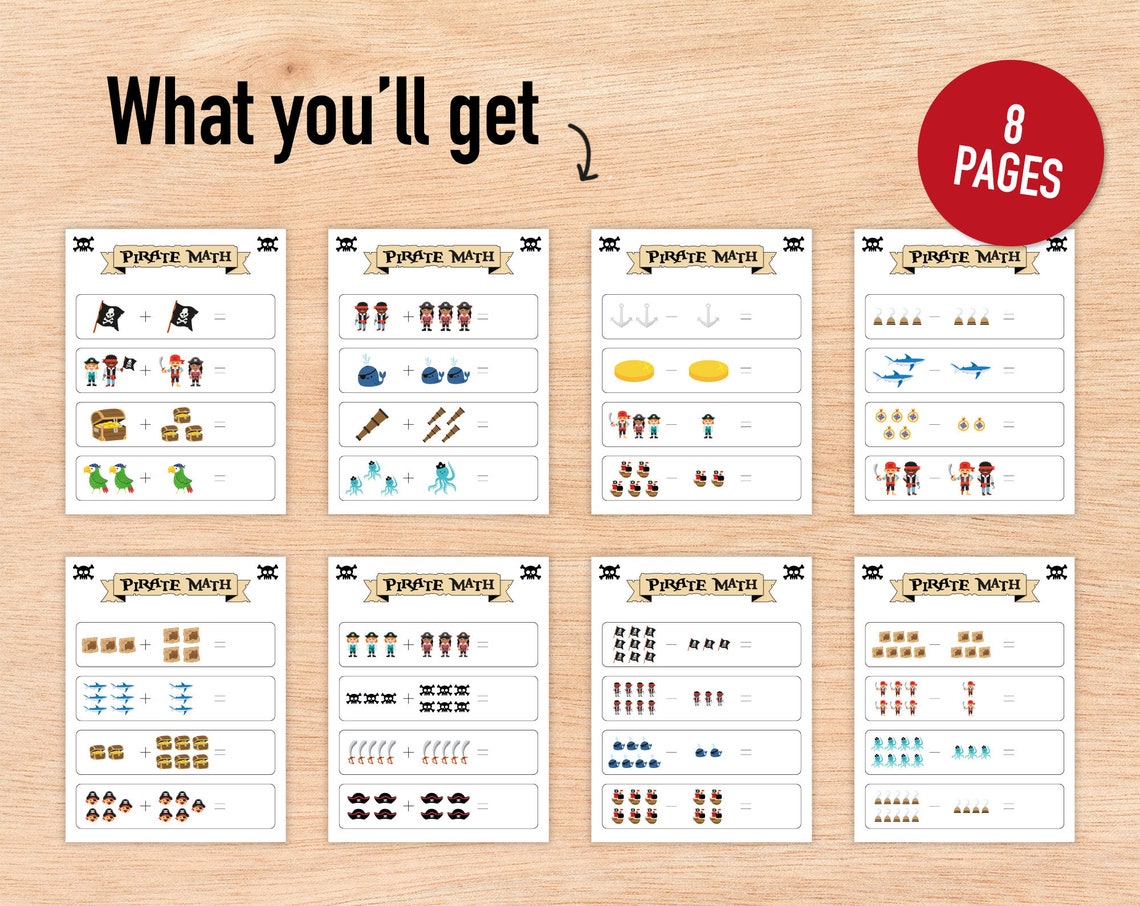 Pirate Themed Math Worksheets for Kindergarten or Preschool - Etsy