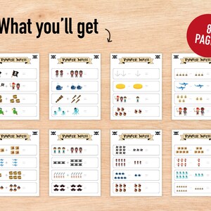 Pirate Themed Math Worksheets for Kindergarten or Preschool Kids, Basic ...