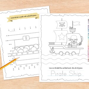 Pirate Handwriting Practice, 8 Printable Tracing Worksheets, Preschool ...