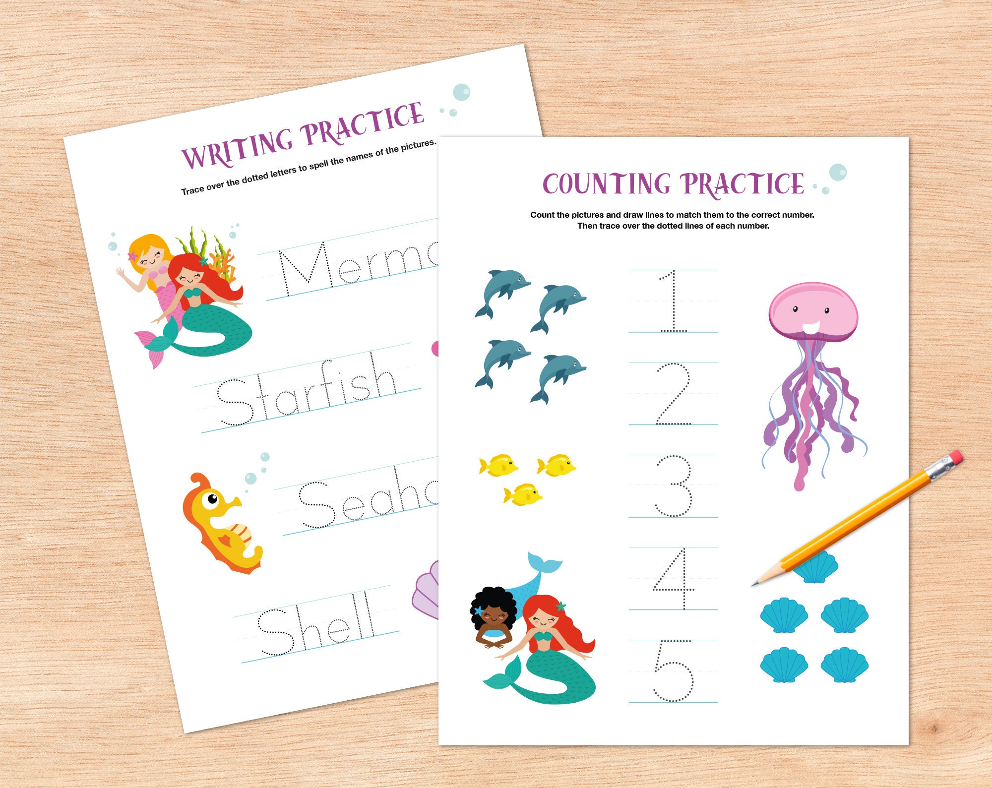 Mermaid Preschool Homeschool Folder for Girls, Busy Binder Learning ...