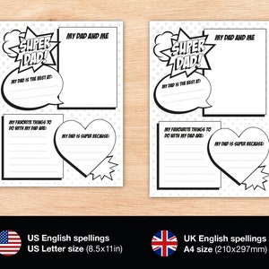 All About Super Dad My Dad and Me Activity Page Happy - Etsy UK