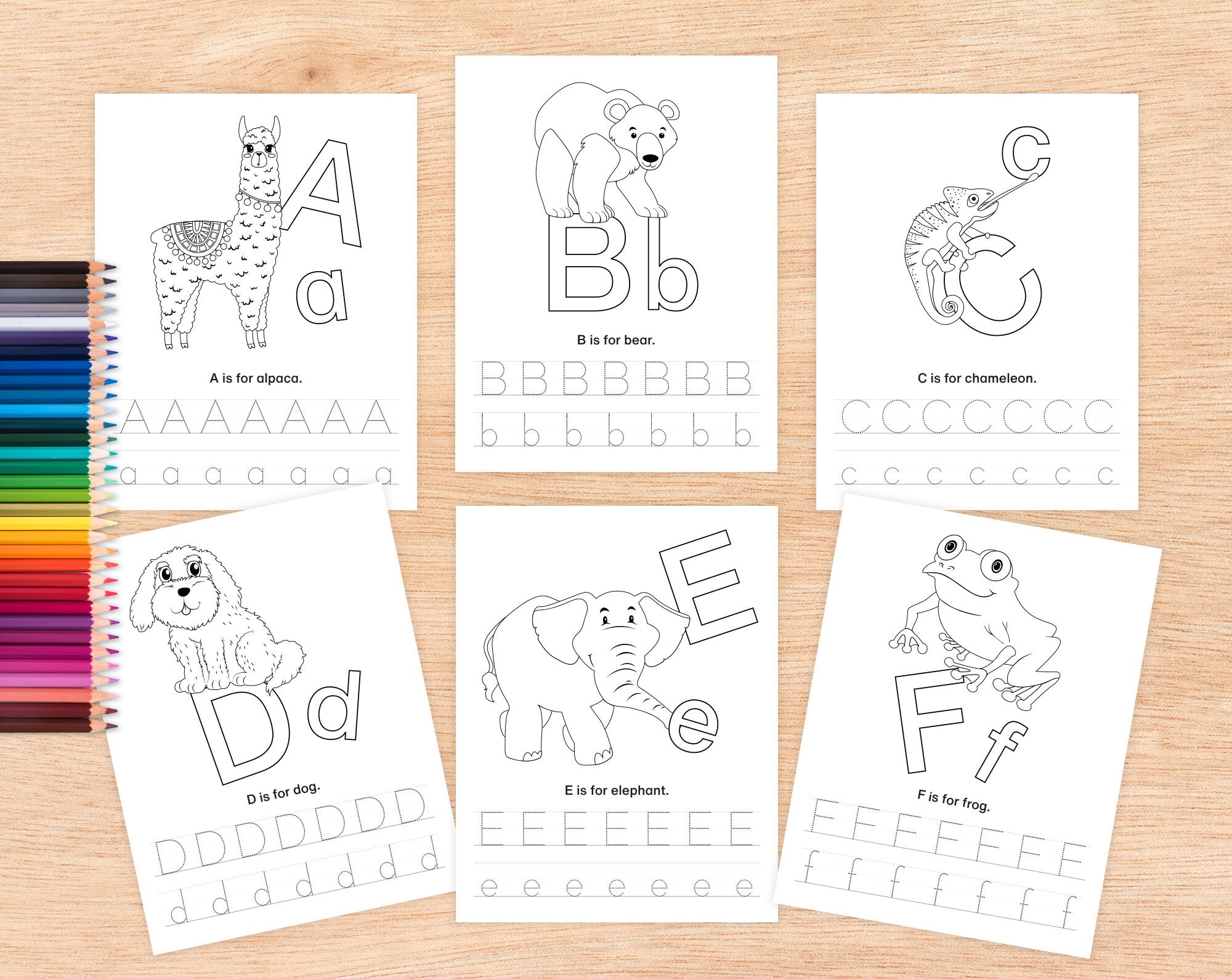 A-Z Animal Alphabet Tracing & Coloring Worksheets 26 - Etsy