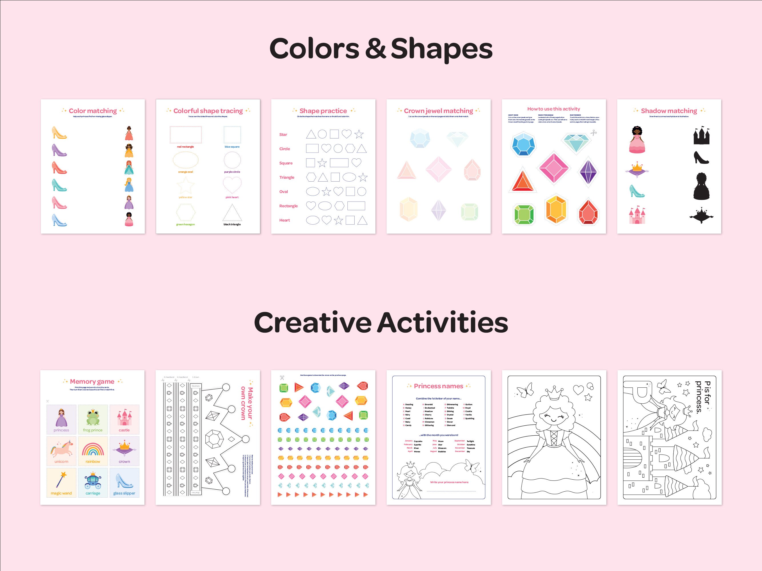 Princess Themed Printable Learning Packet for Preschool & Kindergarten ...