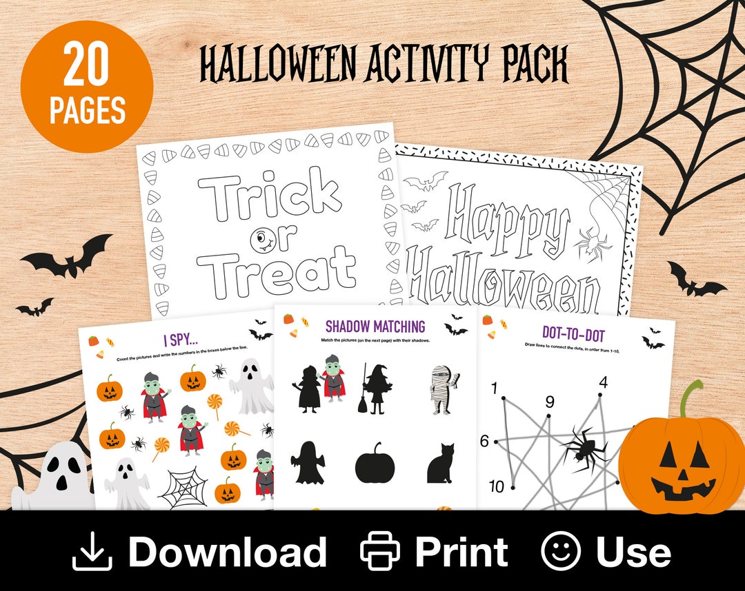 Halloween Activity Pack for Kids (20 Pages), Class Party Printables ...