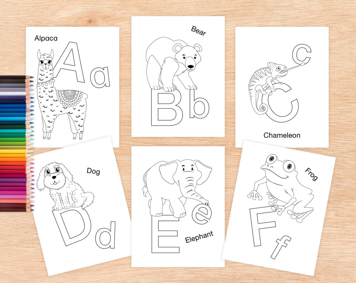 26 Animal ABC Coloring Sheets A-Z Printable Pages for | Etsy UK