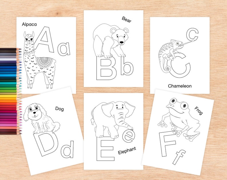 26 Animal ABC Coloring Sheets, A-Z Printable Pages for Toddlers ...