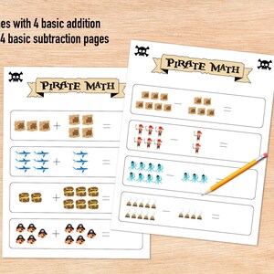 Pirate Themed Math Worksheets for Kindergarten or Preschool Kids, Basic ...
