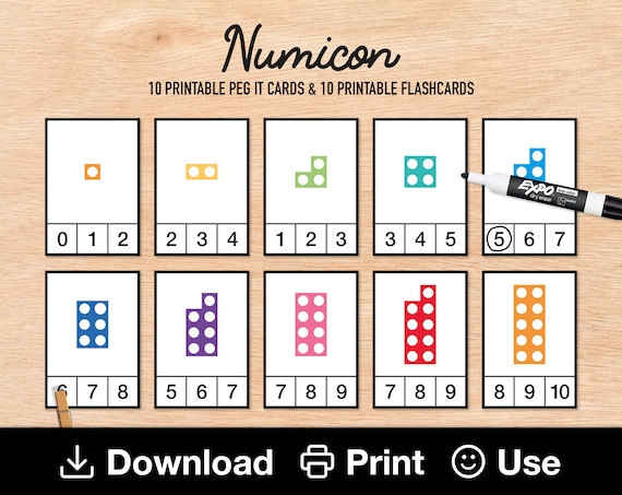 Printable Numicon Peg It Cards & Basic Flashcards numbers - Etsy Australia