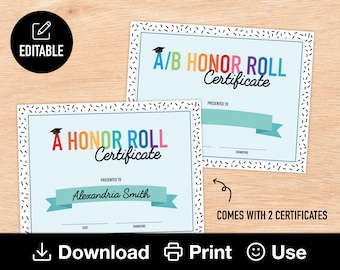 Set of 7 Kente Fillable Honor Roll PDF Certificates 2 - Etsy