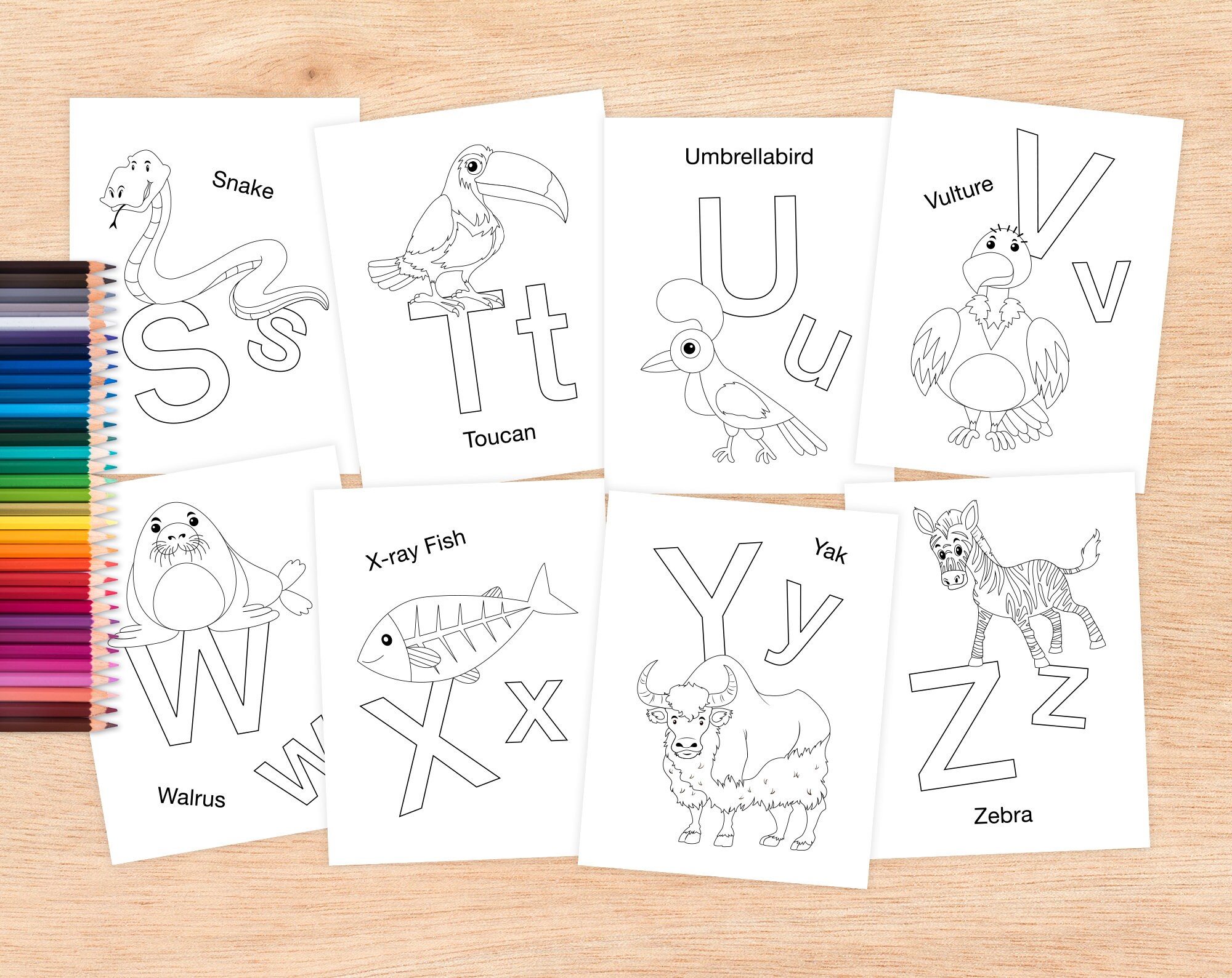 26 Animal ABC Coloring Sheets A-Z Printable Pages for | Etsy UK