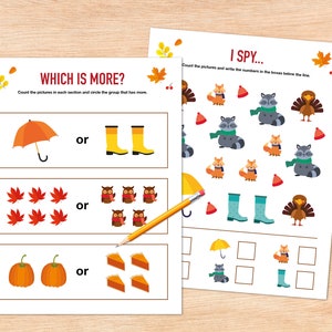 Fall Preschool Busy Binder Printables, Autumn Learning Packet, 20 Pages ...