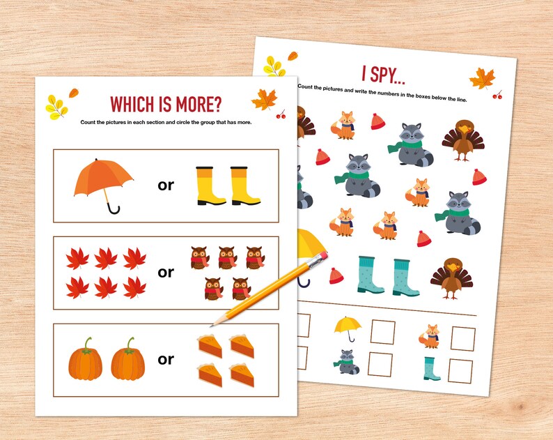 Fall Preschool Busy Binder Printables, Autumn Learning Packet, 20 Pages ...