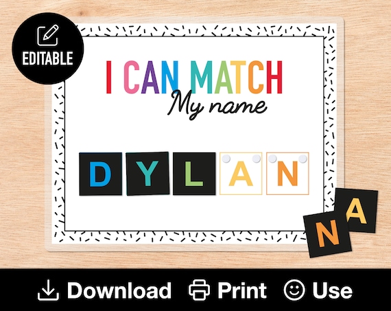 Editable Name Matching Activity 5 Letter Name I Can Spell - Etsy