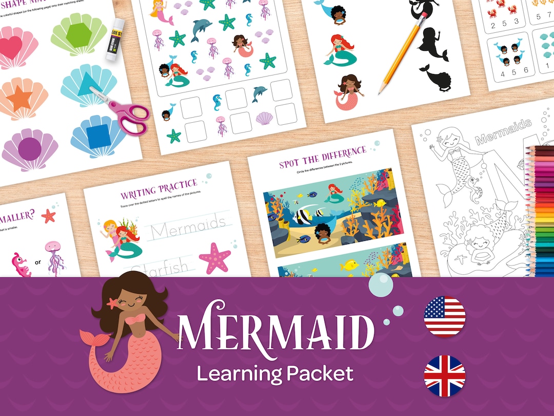Mermaid Preschool Homeschool Folder for Girls, Busy Binder Learning ...