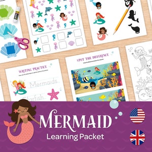 Mermaid Preschool Homeschool Folder for Girls, Busy Binder Learning ...