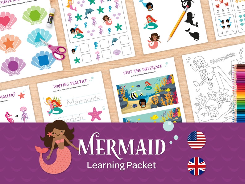 Mermaid Preschool Homeschool Folder for Girls, Busy Binder Learning ...