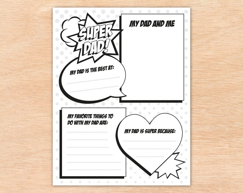 All About Super Dad My Dad and Me Activity Page Happy - Etsy UK