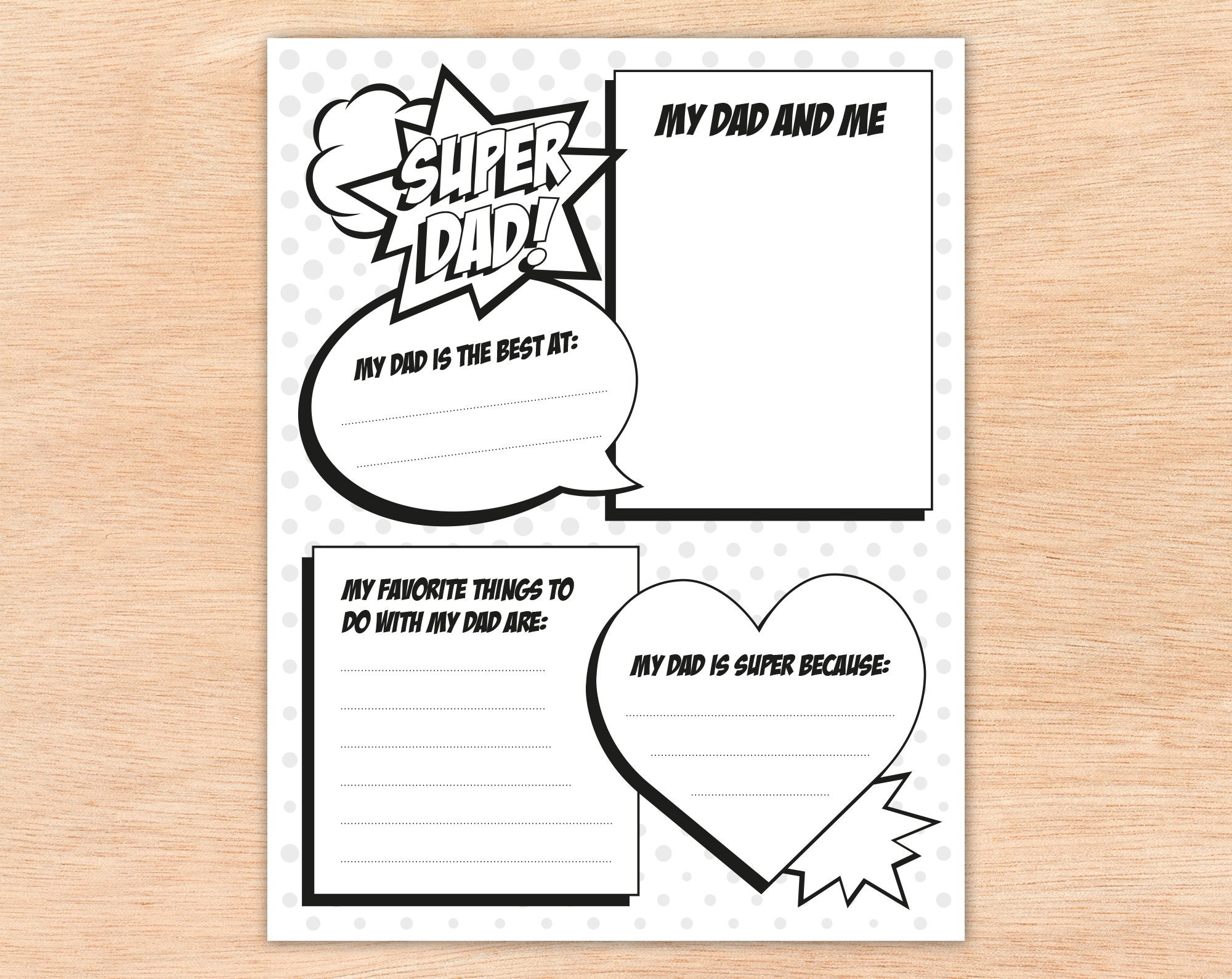 All About Super Dad My Dad and Me Activity Page Happy - Etsy UK