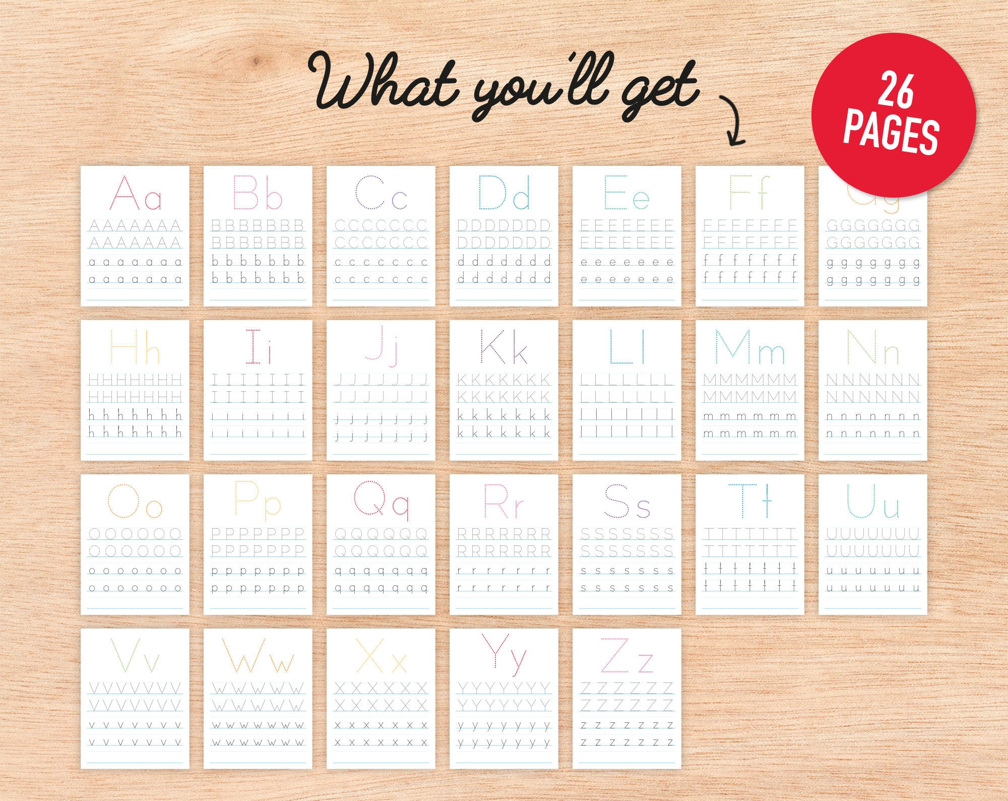 26 Rainbow A-Z Tracing Worksheets Printable Learning Binder - Etsy UK