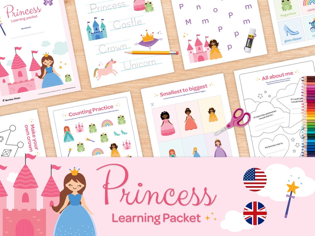 Princess Themed Printable Learning Packet for Preschool & Kindergarten ...